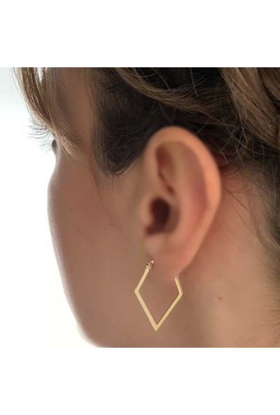 SembolGold Dörtgen Formlu Altın Küpe 14 Ayar 2,5 cm Zarif Küpe SembolGold Dörtgen Formlu Altın Küpe 14 Ayar 2,5 cm Zarif Küpe