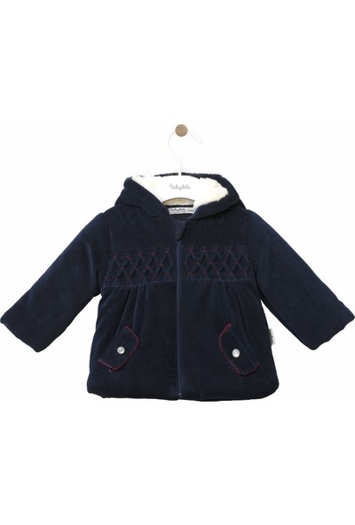 Kız Bebek Kapşonlu Kadife Peluş Mont