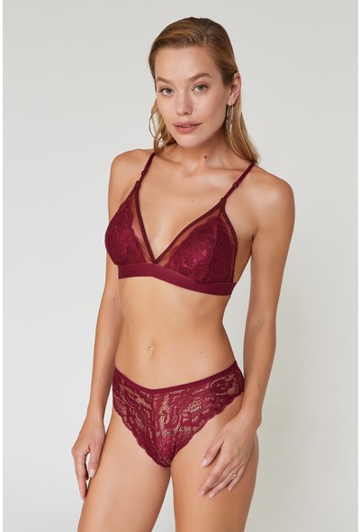 Cansoy Nora Sırt Detaylı Bordo Sütyen Takımı Cansoy Nora Sırt Detaylı Bordo Sütyen Takımı