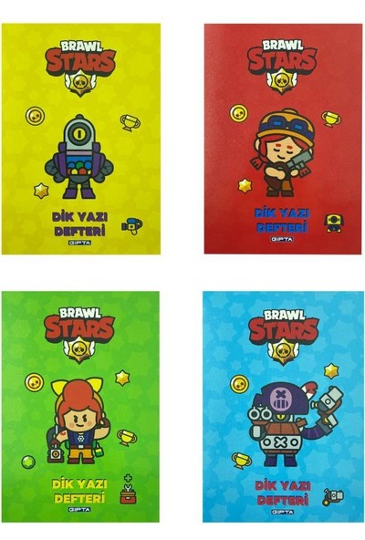 Gıpta Brawl Star A5 Karton Kapak Dik Yazı Defteri 40 Yp. 4'lü