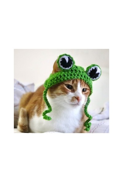 Sevimli Kurbağa Kedi Şapkası & Başlığı, Fenomen Pet Ürün Ölçülerinize Özel Üretim