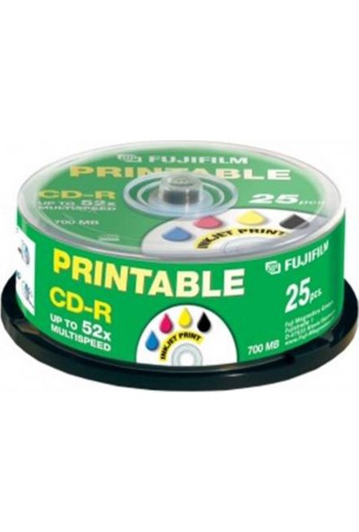 Fujifilm Cd-R 52X Inkjet Printable 700MB 80DK Boş CD 25'li Fujifilm Cd-R 52X Inkjet Printable 700MB 80DK Boş CD 25'li