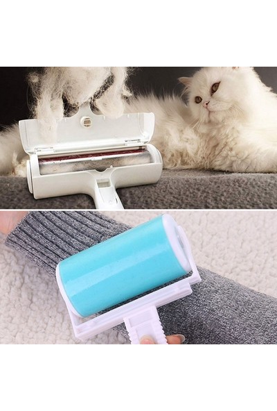 Hazneli Kedi&köpek Tüy Temizleyici Kıl Toz Toplayıcı + Yeni Nesil Yıkanabilir Tüy Toz Toplama Rulosu