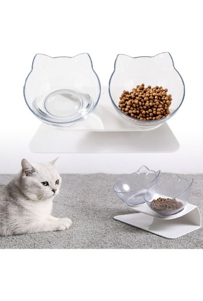 Muca Kedi Mama ve Su Kabı - Şeffaf
