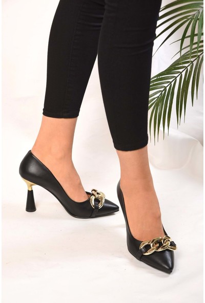 Shoeberry Kadin Siyah Cilt Tokali Klasik Topuklu Stiletto
