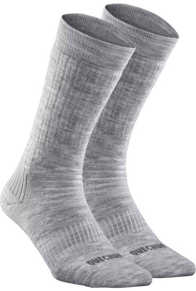 Quechua SH100 X-Warm Uzun Konçlu Termal Spor Çorap Gri 1 Çift