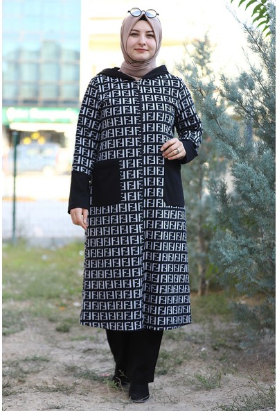 Kombinal Kadın Siyah Kare Desenli Tesettür Büyük Beden KAP-2112 Kombinal Kadın Siyah Kare Desenli Tesettür Büyük Beden KAP-2112