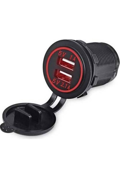 Sador 4x4 Oto Usb Şarj Soketi 5V 2.1A / 1A Kırmızı Standart