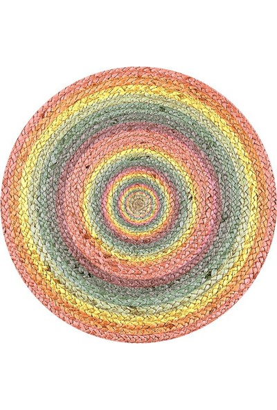 Turquoise Kahverengi Amaris Renkli Spiral Jüt Örme Hasır Kilim Turquoise Kahverengi Amaris Renkli Spiral Jüt Örme Hasır Kilim