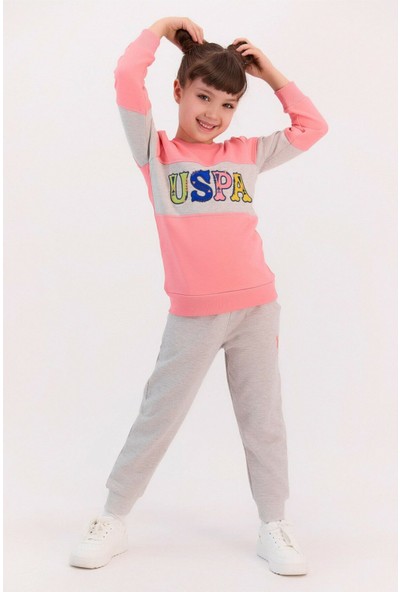 U.S. Polo Assn. US959-4 Kız Çocuk Eşofman Takımı Coral