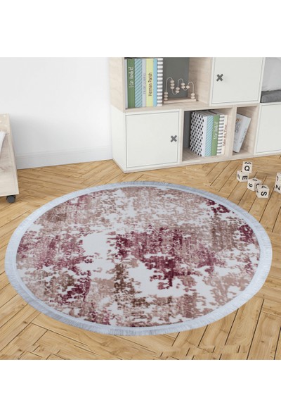 Ikinciten Saçaklı Banyo Paspası Halısı Oval Pembe Rüya