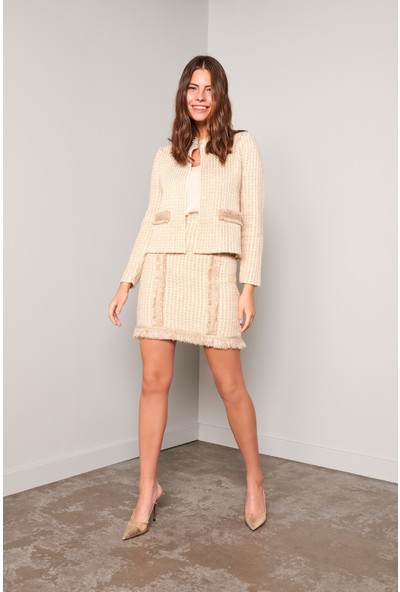 Püskül Detaylı Tüvit Etek
