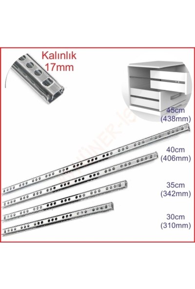 Samet 17MM 35CM Teleskopik Ray Çekmece Kızağı Çekmece Rayı (17X342) Samet 17MM 35CM Teleskopik Ray Çekmece Kızağı Çekmece Rayı (17X342)