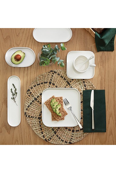 Emsan Yeni Mısra 30 Parça 6 Kişilik Porselen Kahvaltı/Servis Takımı Beyaz