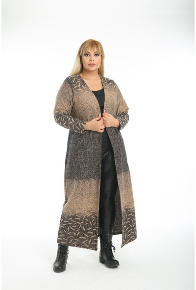 Zebrateks Büyük Beden Uzun Hırka