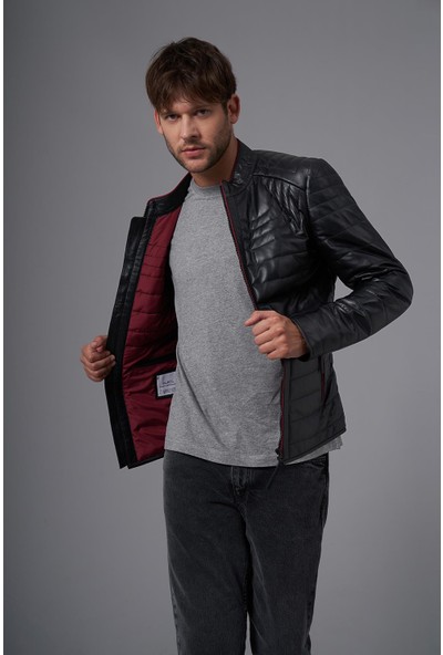 Dericompany Bruno Siyah Bordo Deri Mont 111638 Dericompany Bruno Siyah Bordo Deri Mont 111638