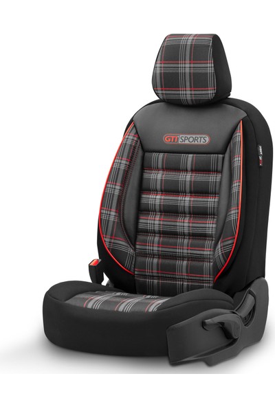 Otom Gti Sports Design Airbag Dikişli Ekstra Destekli Özel Jacquard Kumaş Oto Koltuk Kılıfı Kırmızı-Siyah Otom Gti Sports Design Airbag Dikişli Ekstra Destekli Özel Jacquard Kumaş Oto Koltuk Kılıfı Kırmızı-Siyah