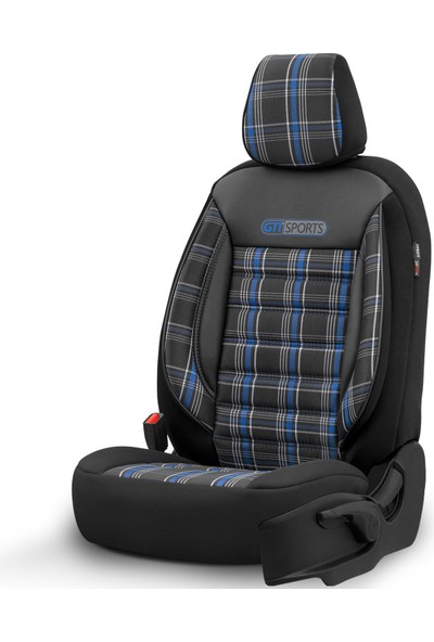 Otom Gti Sports Design Airbag Dikişli Ekstra Destekli Özel Jacquard Kumaş Oto Koltuk Kılıfı Mavi-Siyah Otom Gti Sports Design Airbag Dikişli Ekstra Destekli Özel Jacquard Kumaş Oto Koltuk Kılıfı Mavi-Siyah