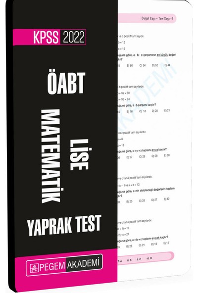 Pegem Akademi Yayıncılık 2022 KPSS Öabt Lise Matematik Yaprak Test