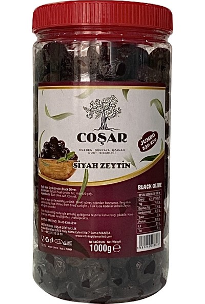 Coşar Zeytin 231-260 (Jumbo) 1000 Gr Siyah Yağlı Sele Coşar Zeytin 231-260 (Jumbo) 1000 Gr Siyah Yağlı Sele