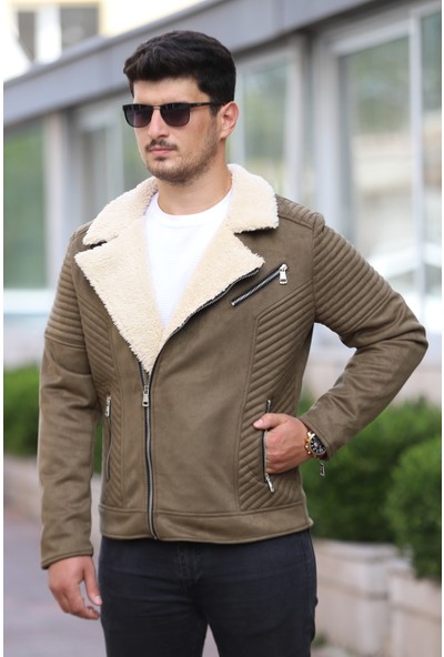 Prifaldi Erkek Haki Kapüşonlu Süet Slim Fit Kışlık Mont Prifaldi Erkek Haki Kapüşonlu Süet Slim Fit Kışlık Mont