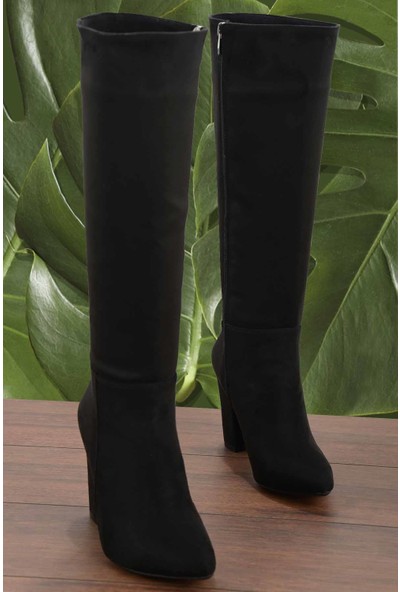 Bambi Siyah Süet Kadın Çizme