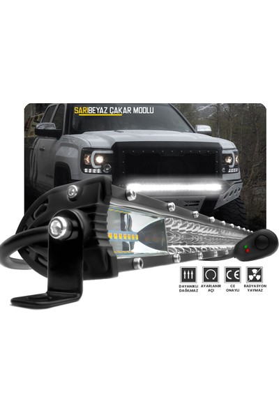 Waxen 100LED 300W Off Road LED Bar Kumandalı Kombo Projektör 80CM Sarı Beyaz Çakar 12V Waxen 100LED 300W Off Road LED Bar Kumandalı Kombo Projektör 80CM Sarı Beyaz Çakar 12V