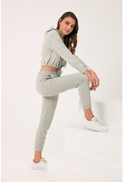 FullaModa Beli Ipli Kapüşonlu Eşofman Takımı