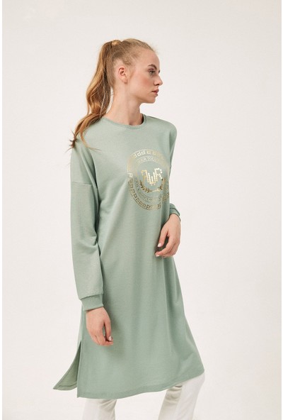 Varak Baskılı Yanları Yırtmaçlı Tunik