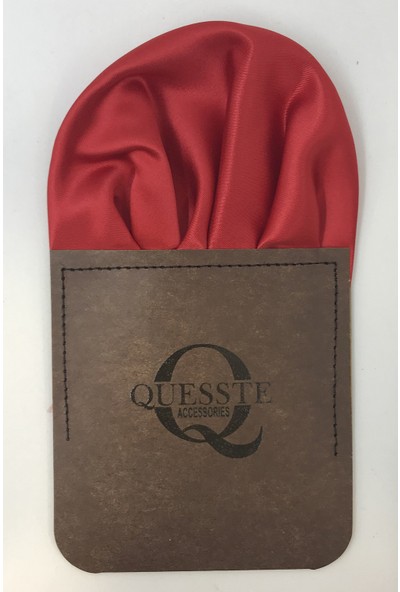 Quesste Erkek Kırmızı Hazır Katlanmış Takım Elbise Cep Yaka Mendili