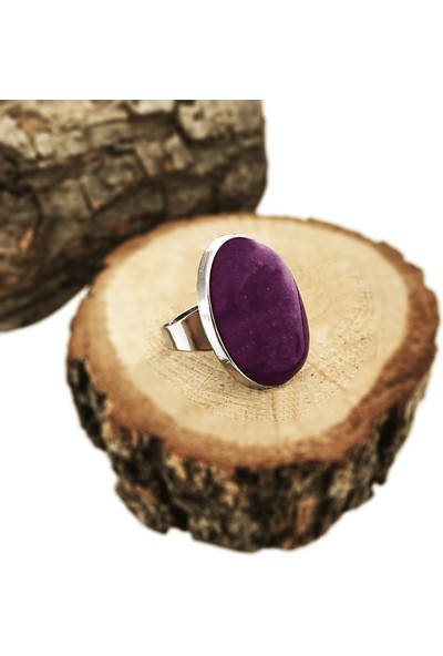 Spdesigns Jewelry Doğal Taş Mor Ceyt Yüzük - Ayarlamalı Model