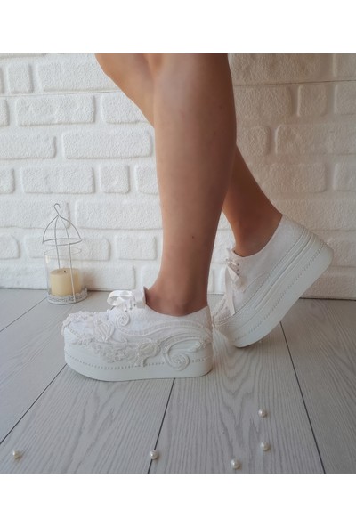 Modavien Gelinlik Ayakkabısı Beyaz Dolgu Yuksek Topuk Convers Gelin Ayakkabi 41214 Modavien Gelinlik Ayakkabısı Beyaz Dolgu Yuksek Topuk Convers Gelin Ayakkabi 41214
