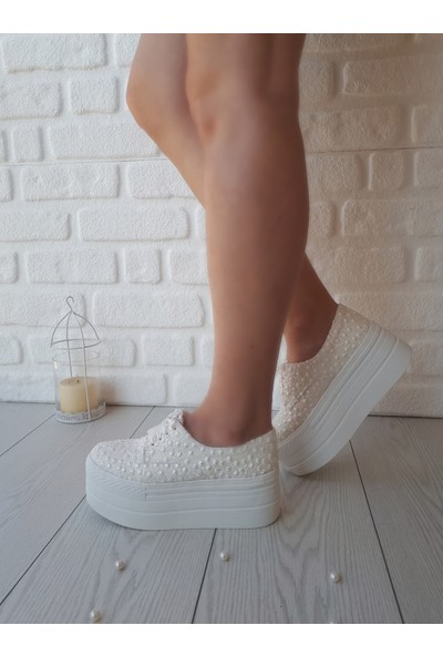 Modavien Kadin Yuksek Dolgu Topuk Nikah Dugun Gelin Ayakkabisi 412HZ16