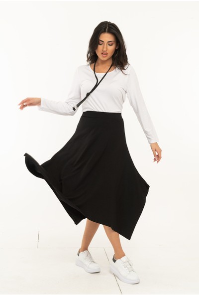 Hepisize Asimetrik Kesim Siyah Etek
