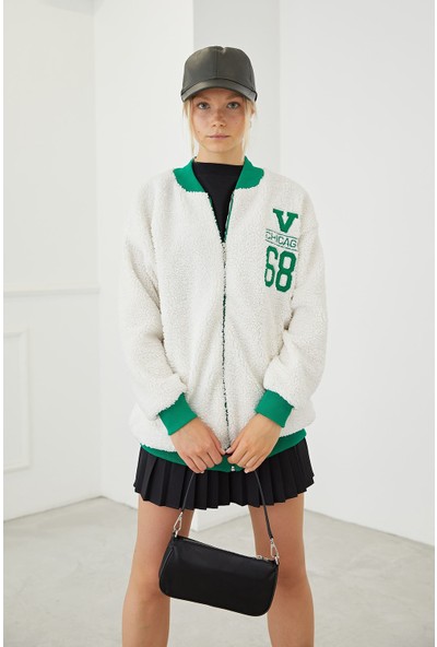 Lime Peluş Mont-Yeşil