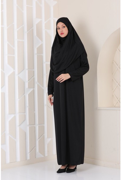 Tesettür Nağme Yeni Sezon Tek Parça Düz Model Namaz Elbisesi-Siyah Tesettür Nağme Yeni Sezon Tek Parça Düz Model Namaz Elbisesi-Siyah