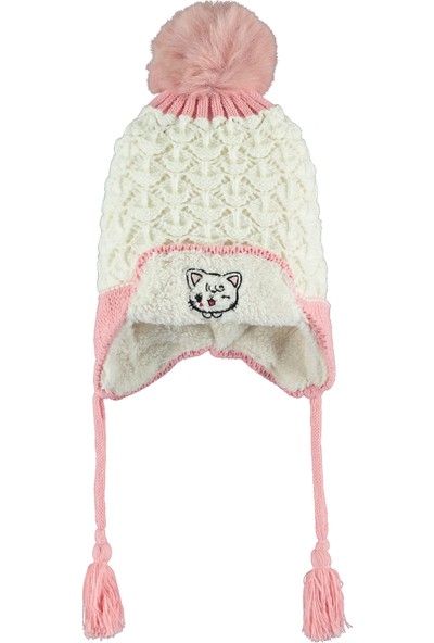 Kitti Kız Çocuk Atkı Bere Eldiven Seti 1-4 Yaş Pembe