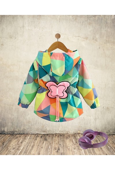 Karavul Kız Çocuk Kelebek Detaylı Yağmurluk