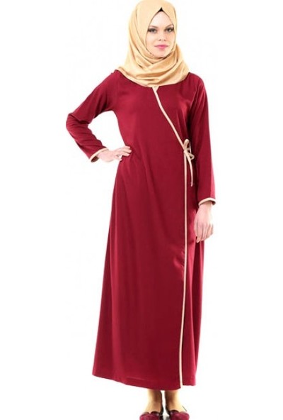 Çağrı Namaz Elbisesi - Yandan Bağlamalı - Bordo - No:9
