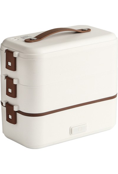 Dake Taşınabilir Buharla Gıda Pişirme Aracı 3 Katmanlı - Beyaz (Yurt Dışından)