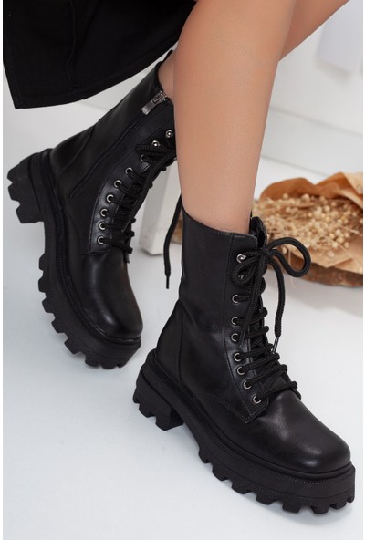 Silverstone Shoes Kadın Siyah Deri Yüksek Taban Bot Silverstone Shoes Kadın Siyah Deri Yüksek Taban Bot