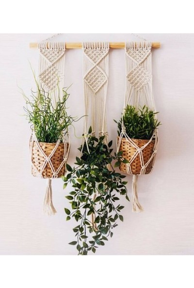 Bohem Dizayn Makrome Saksılık 3'lü