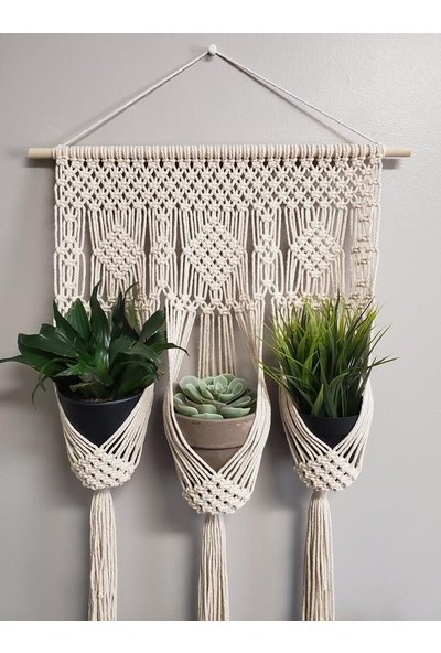 Bohem Dizayn Makrome Çiçekliık 3'lü