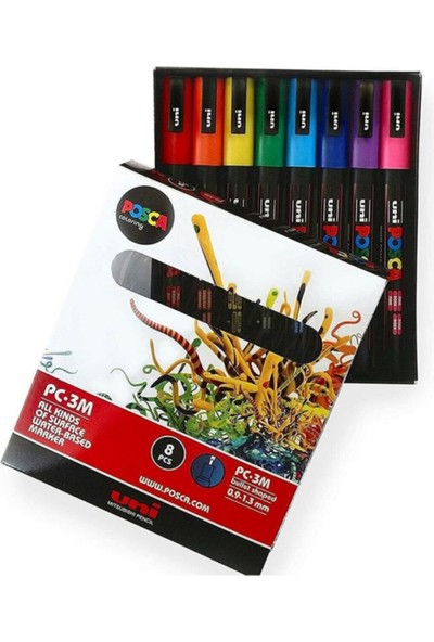 Uni Posca Pc-3m 0.9-1.3 Su Bazlı Boyama Markörü Seti Ana Renkler 8 Renk Uni Posca Pc-3m 0.9-1.3 Su Bazlı Boyama Markörü Seti Ana Renkler 8 Renk