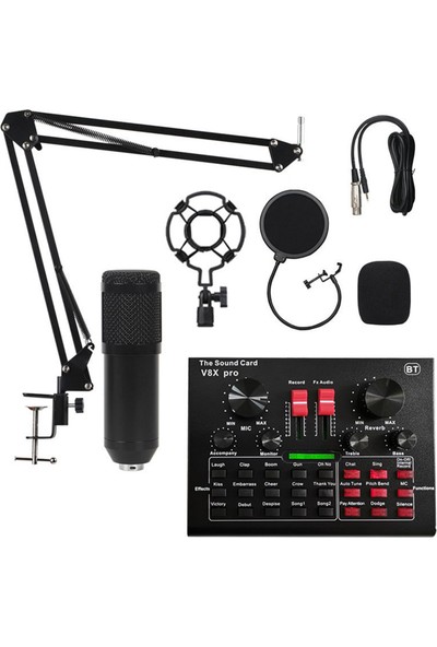 Sprotauto V8X Pro Canlı Ses Kartı 15 Ses Efektleri Mikrofon Seti (Yurt Dışından)
