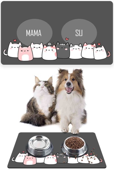 PatiPeti Kediler Gri Kalp Kedi Köpek Mama Altlığı Mama Paspası 50X35CM PatiPeti Kediler Gri Kalp Kedi Köpek Mama Altlığı Mama Paspası 50X35CM