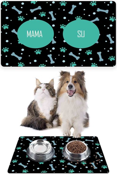 PatiPeti Siyah Kemil Pati Köpekler Kedi Köpek Mama Altlığı Mama Paspası 50X35CM PatiPeti Siyah Kemil Pati Köpekler Kedi Köpek Mama Altlığı Mama Paspası 50X35CM