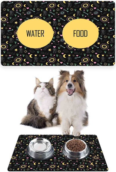 PatiPeti Sarı Siyah Kedi Köpek Mama Altlığı Mama Paspası 50X35CM PatiPeti Sarı Siyah Kedi Köpek Mama Altlığı Mama Paspası 50X35CM