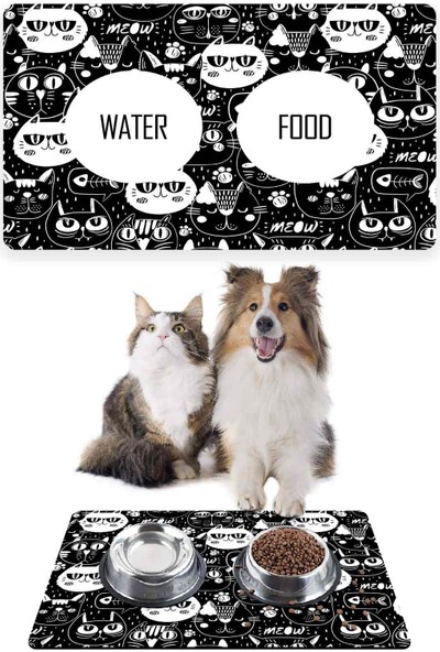 PatiPeti Siyah Kedi Mama Altlığı Mama Paspası 50X35CM PatiPeti Siyah Kedi Mama Altlığı Mama Paspası 50X35CM