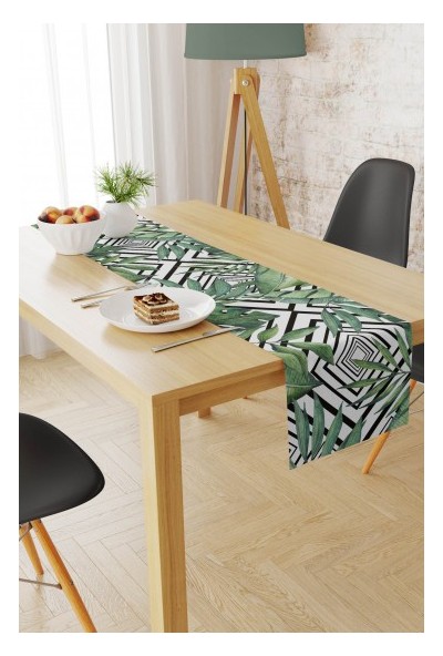 Tropik Home Zikzak Yaprak Desen Runner Tropik Home Zikzak Yaprak Desen Runner
